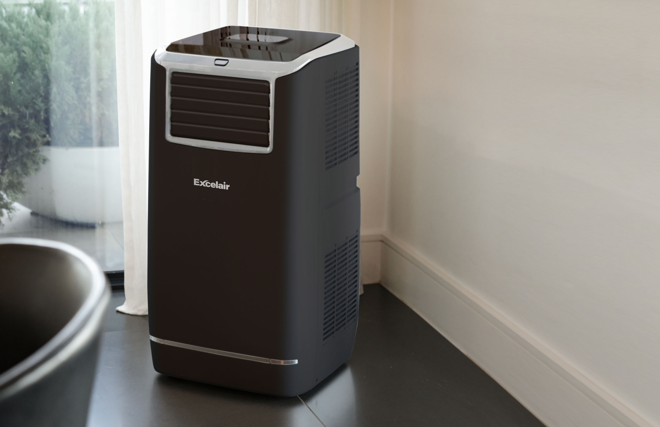 Excelair 3.4KW Portable Air Conditioner Wi-Fi, Black/Silver EPA58034BS ...