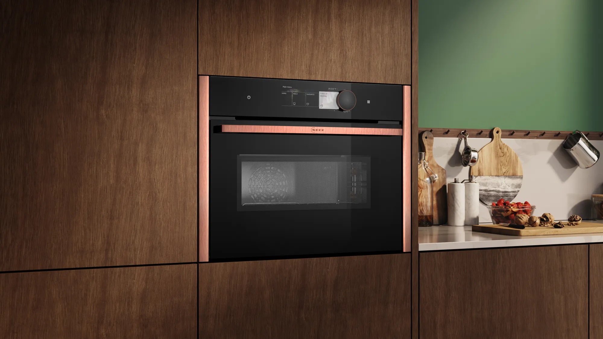 NEFF Pyrolytic Compact Oven with Microwave with Brushed Bronze Side ...