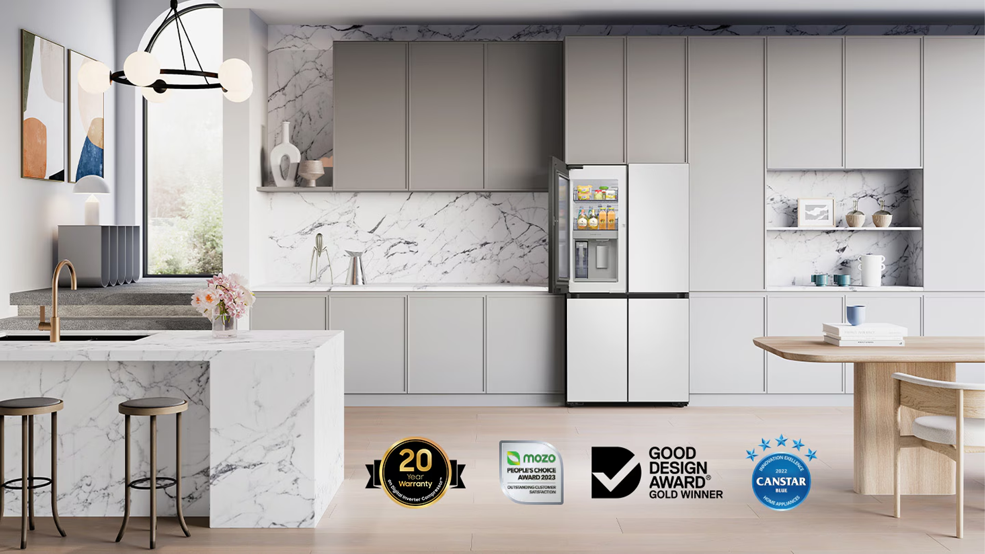 Samsung 648L BESPOKE Cotta White French Door Refrigerator with Internal Beverage Centre ...