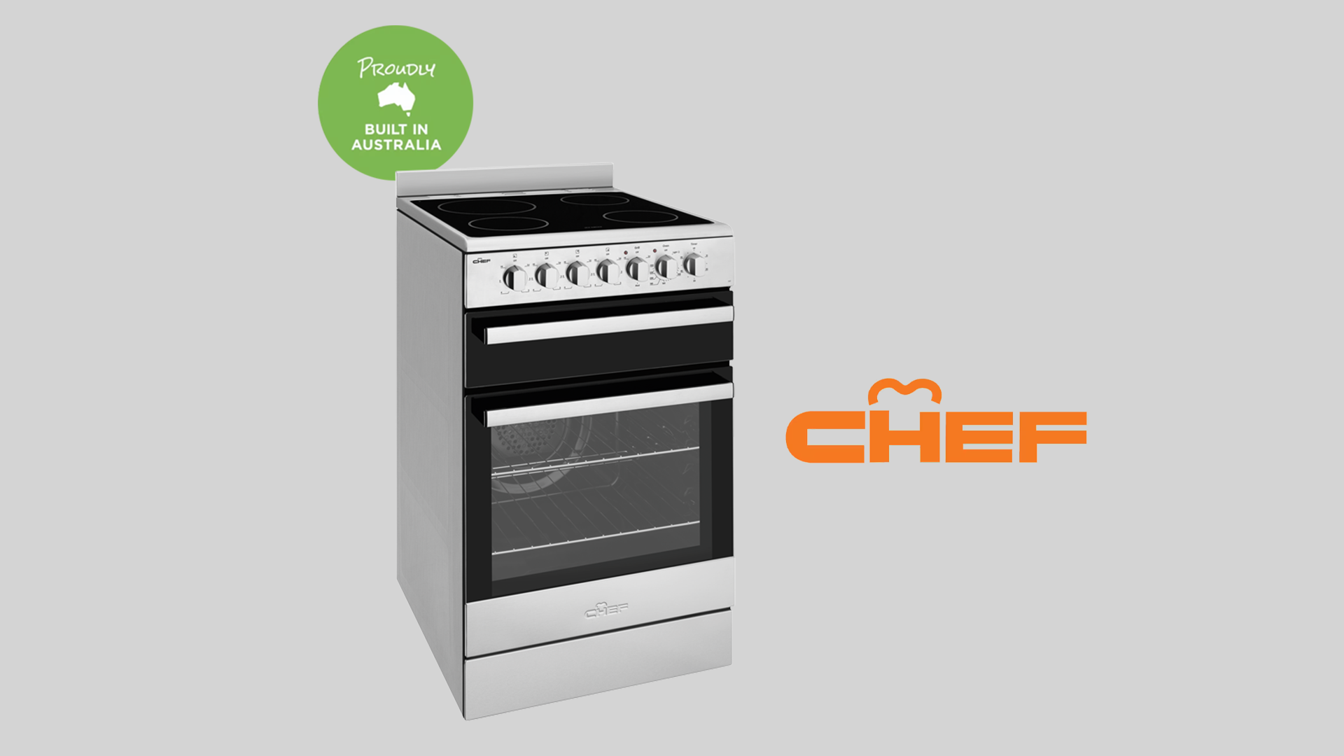 Chef 54cm freestanding cooker with electric cooktop, stainless steel ...