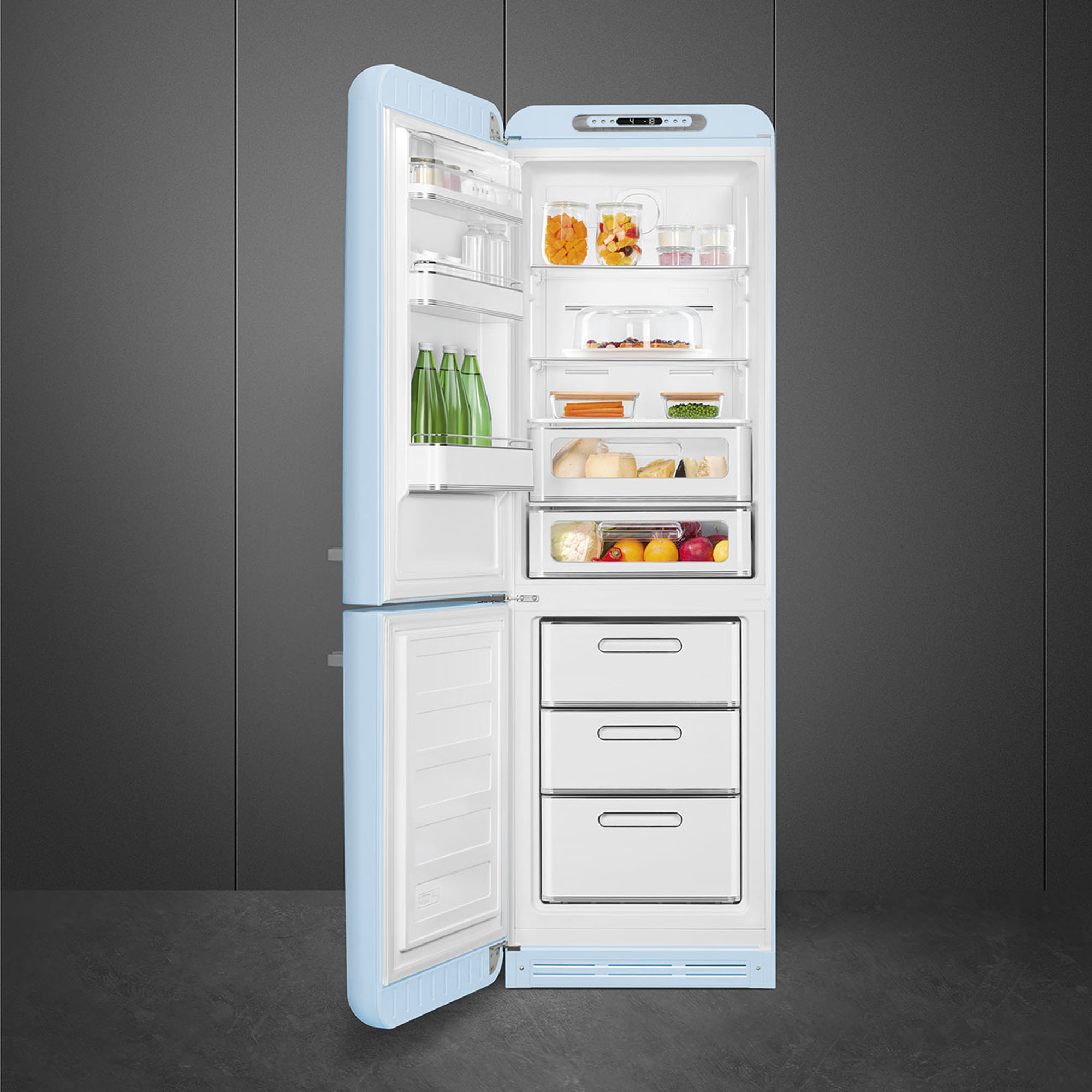 Smeg FAB 32 50’S Style Retro Refrigerator, Left Hand - Pastel Blue ...