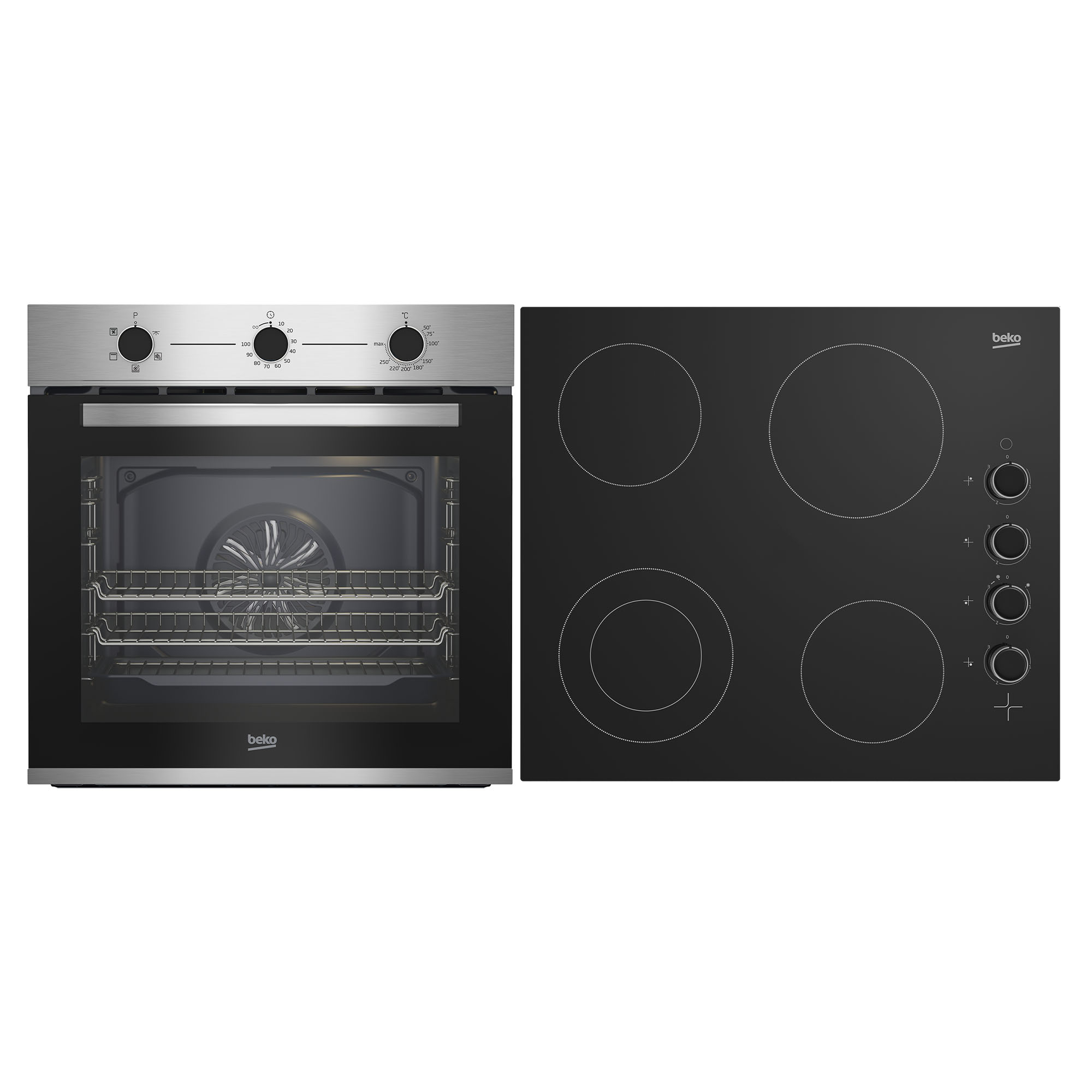 Beko 60cm Electric Cooking Pack - 5 Function Oven + Ceramic Cooktop ...