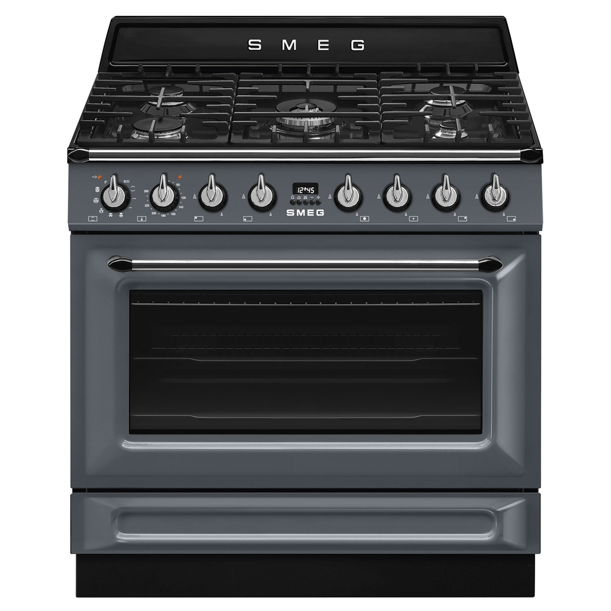 Smeg 90cm Victoria Dual Fuel Pyro Freestanding Cooker - Slate Grey ...