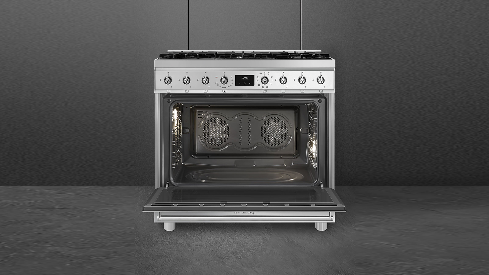 Smeg 90cm 6 Burner Classic Freestanding Dual Fuel Cooker Stainless ...
