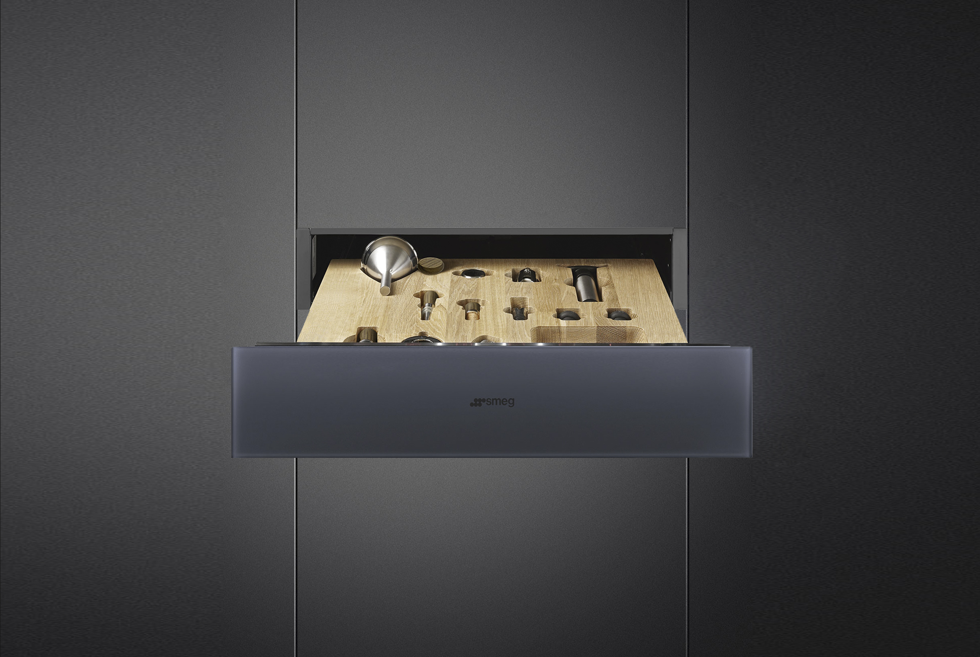 Smeg Linea 15cm Sommelier Drawer - Neptune Grey CPS115G. - Bing Lee