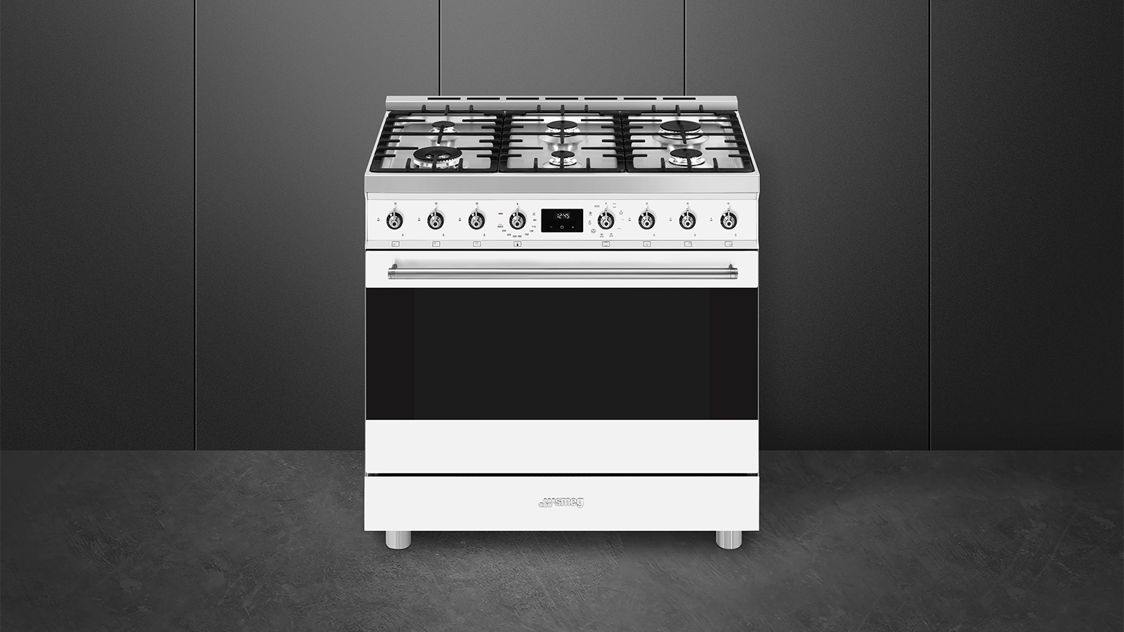 Smeg 90cm 6 Burner Classic Freestanding Dual Fuel Cooker White ...