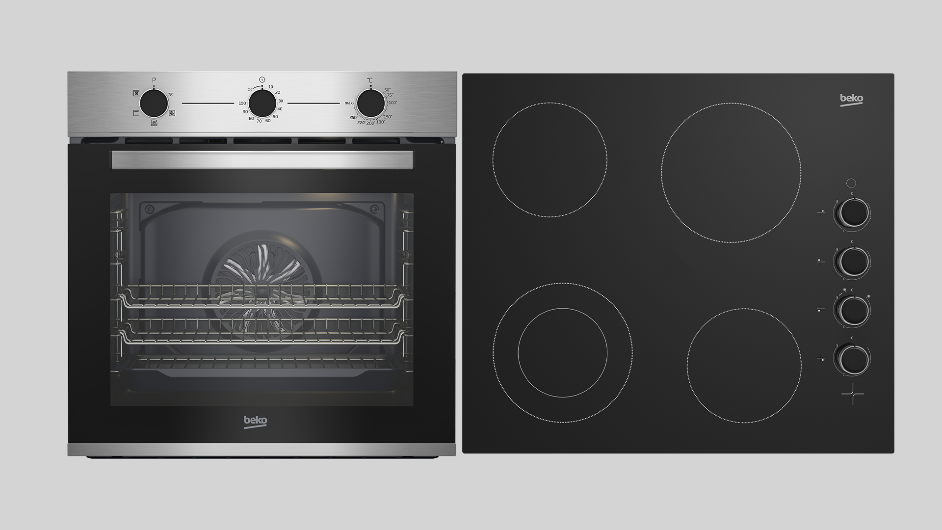 Beko 60cm Electric Cooking Pack - 5 Function Oven + Ceramic Cooktop ...
