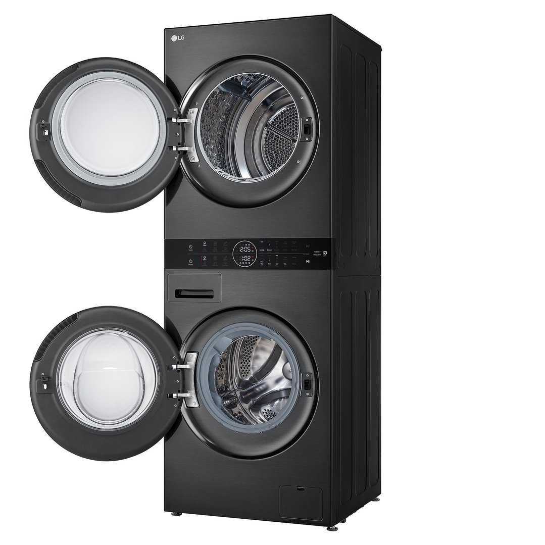 LG 12/9kg WashTower™ All-In-One Stacked Washer Dryer in Black. WWT ...
