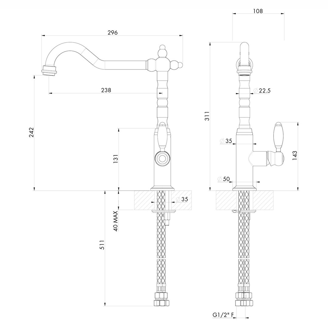 Turner Hastings Providence Single Mixer Tap - Brushed Nickel PR405SM-BN ...