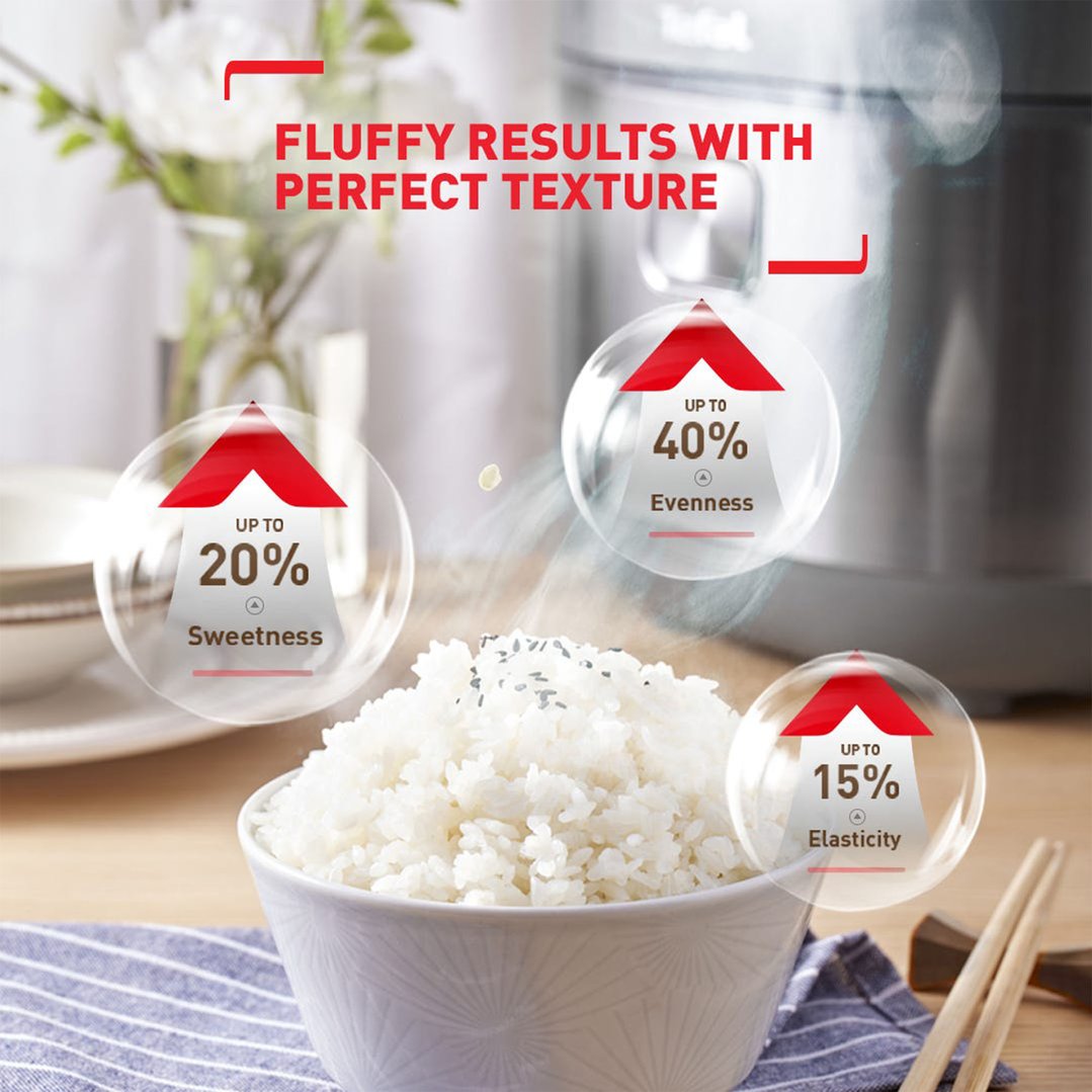 Tefal 1.8L/10 Cups Rice Master IH Rice Cooker, Grey. RK818A - Bing Lee