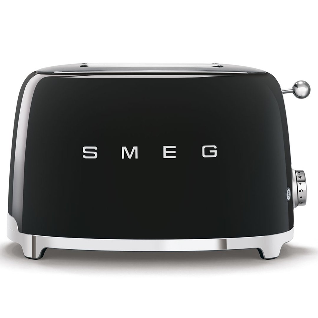 Smeg 50's Retro Style Aesthetic 2 Slice ToasterBlack TSF01BLAU - Bing Lee