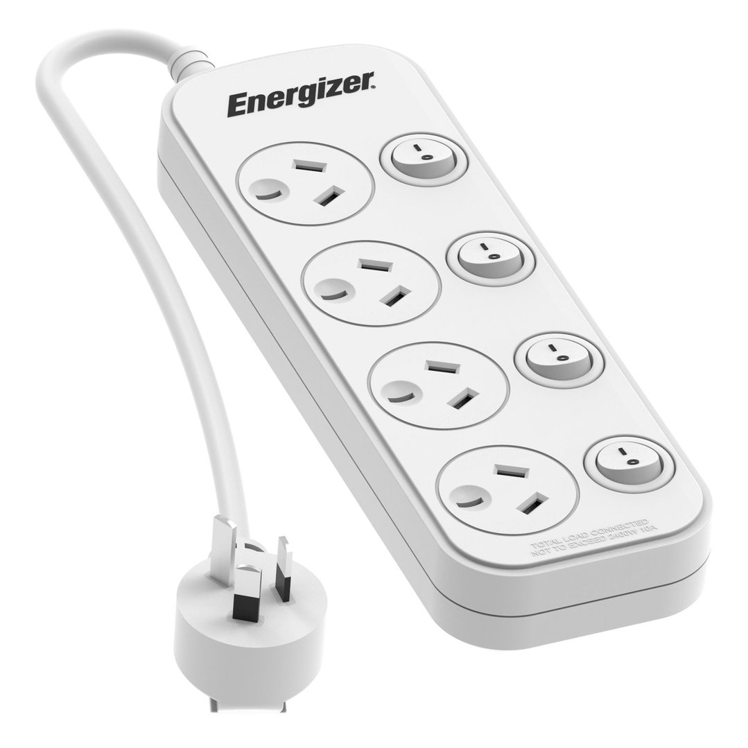 Energizer 4 Outlet Power Surge Protector with Switches, White. ET ...