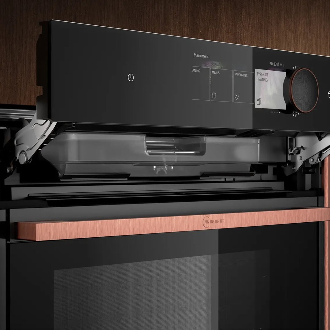 Neff Pyrolytic Slide & Hide® Oven + Added Steam with Brushed Bronze ...