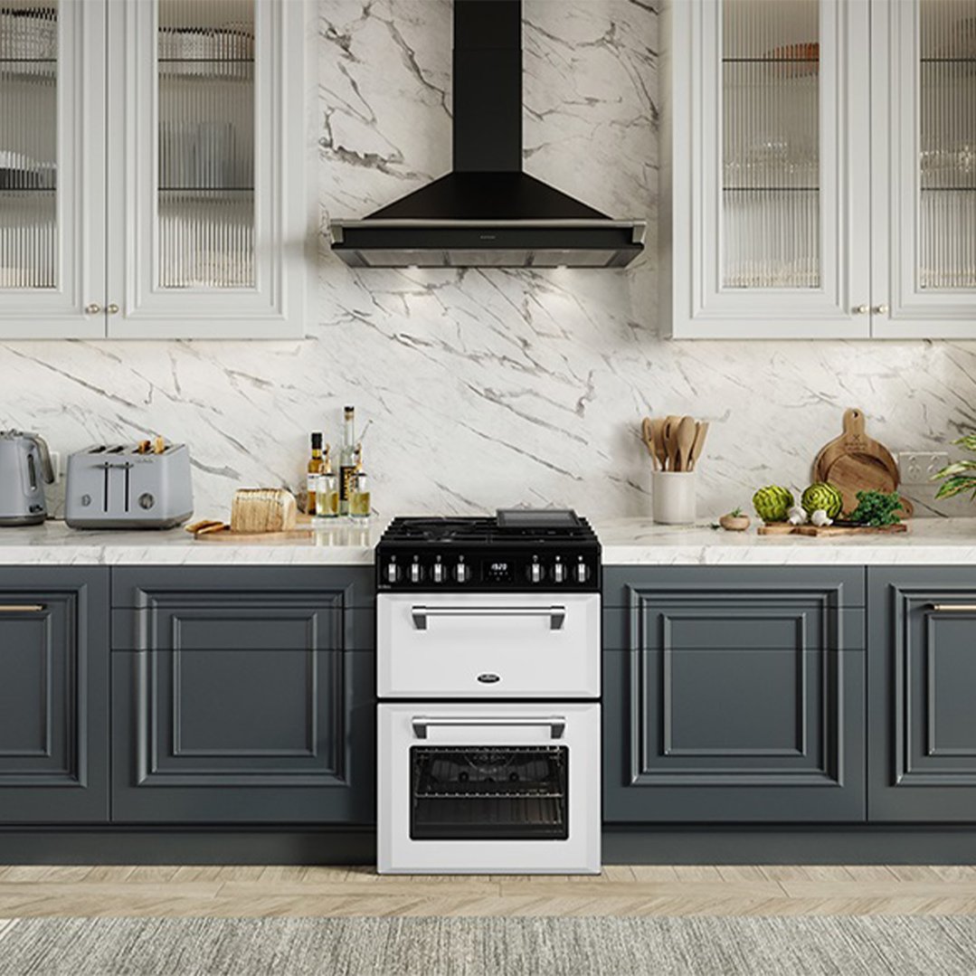 Belling Mini Richmond 60cm Dual Fuel Range Cooker - White BMR60DODFW ...