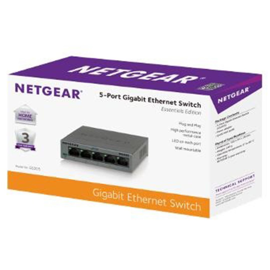Netgear 5-Port Gigabit Ethernet SOHO Unmanaged Switch. GS305-300AUS ...