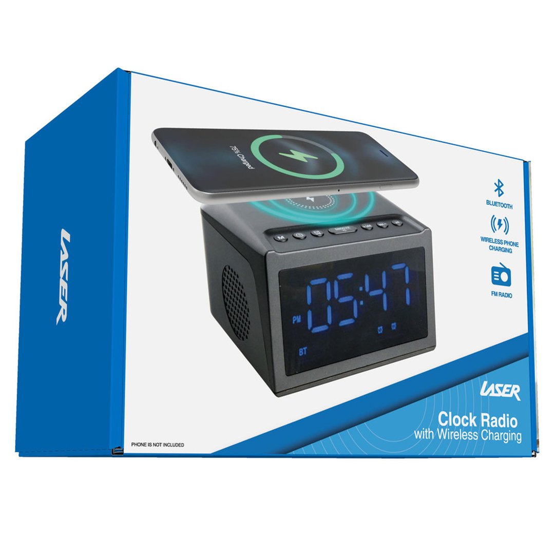 Laser Alarm Clock with Wireless Charging & Bluetooth Connectivity. SPK ...