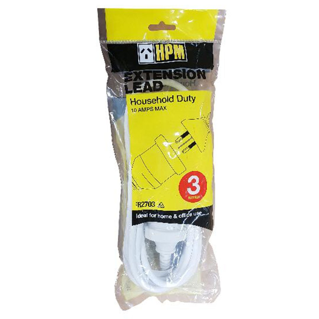 HPM 3m Household Duty White Extension Lead 10Amp. R2703 - Bing Lee
