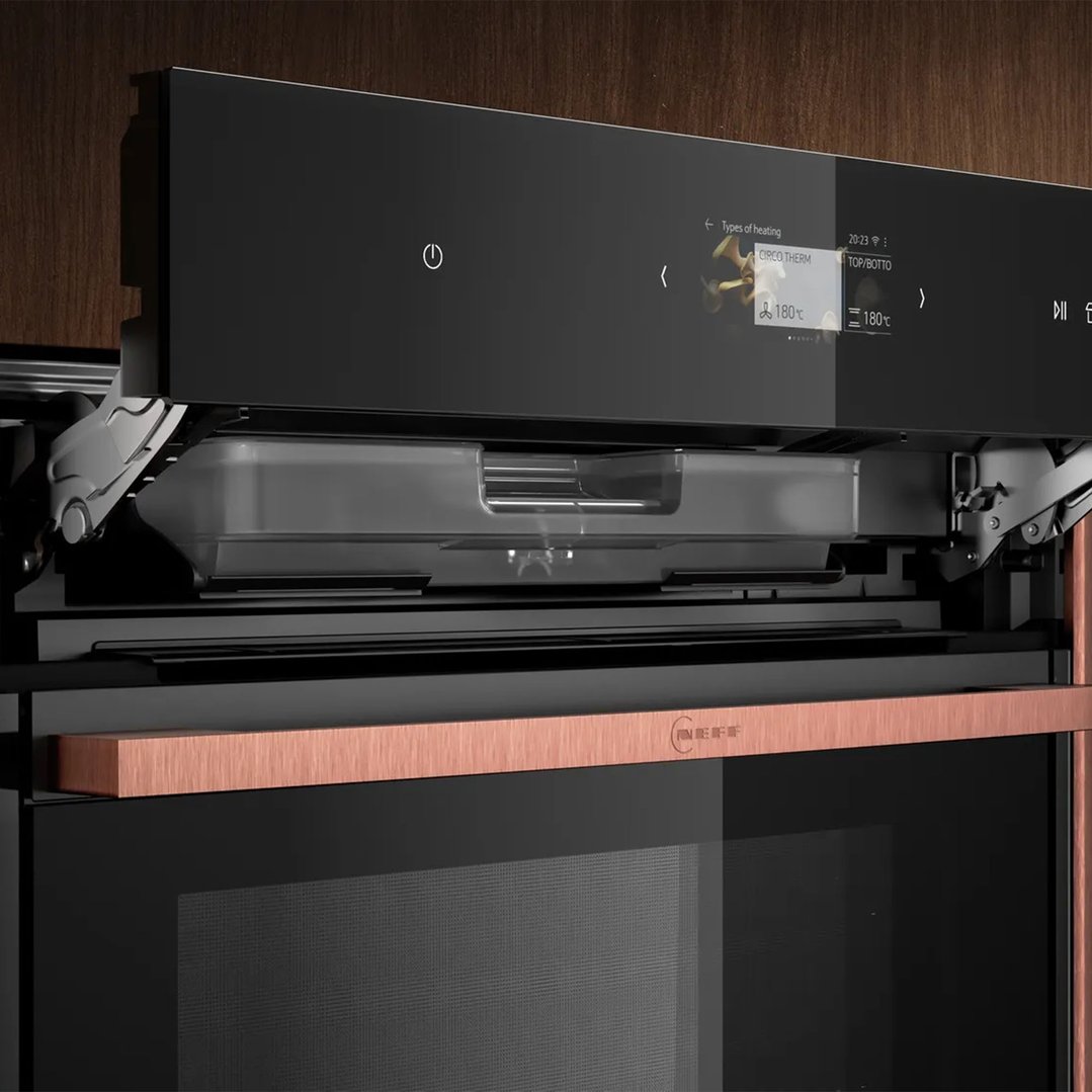 Neff Slide & Hide® Oven with FullSteam with Brushed Bronze Side Trims ...