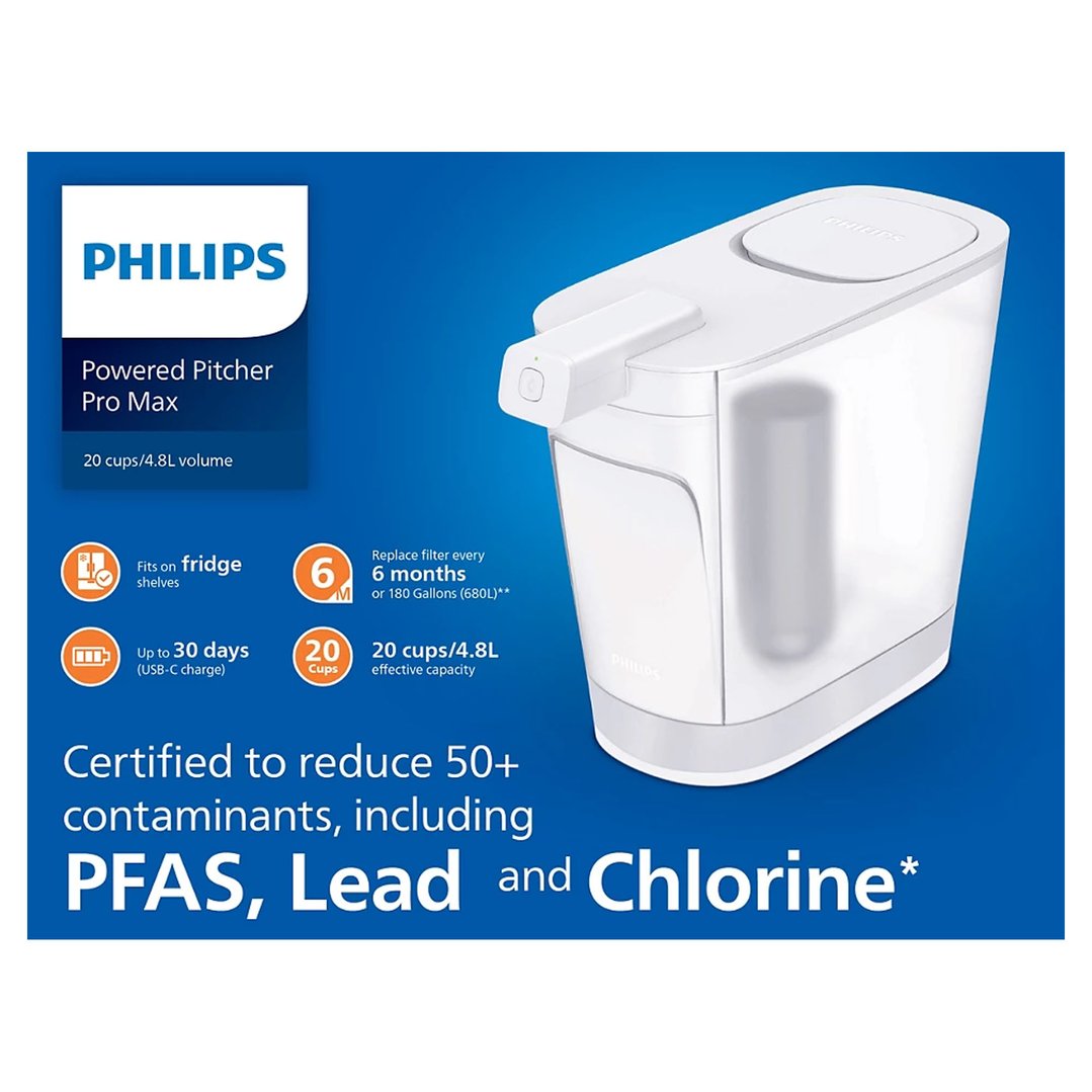 Philips Advanced Carbon Block - PFAS Pro Powered Pitcher 4.8L ADD5913WH ...