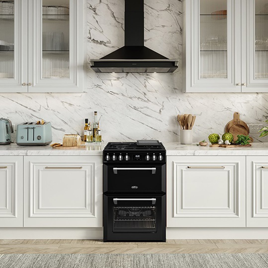 Belling Mini Richmond 60cm Dual Fuel Range Cooker - Black BMR60DODFB. - Bing Lee