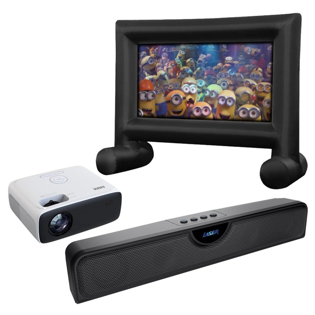 Laser Outdoor Cinema: Full HD Projector, 144" Screen & Soundbar. PJT ...