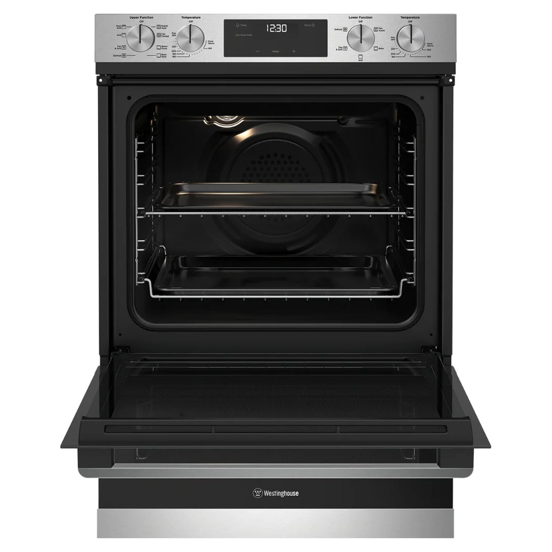 Westinghouse 60cm multi-function 8/5 stainless steel duo oven with fast ...