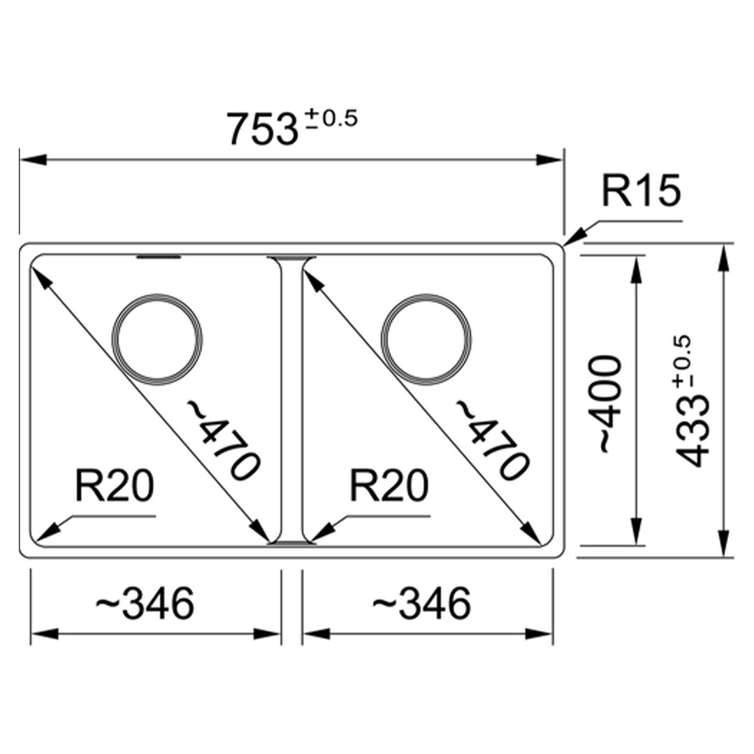 Franke Maris 350/350mm Double Bowl Undermount Sink - Matte Black MRG120 ...
