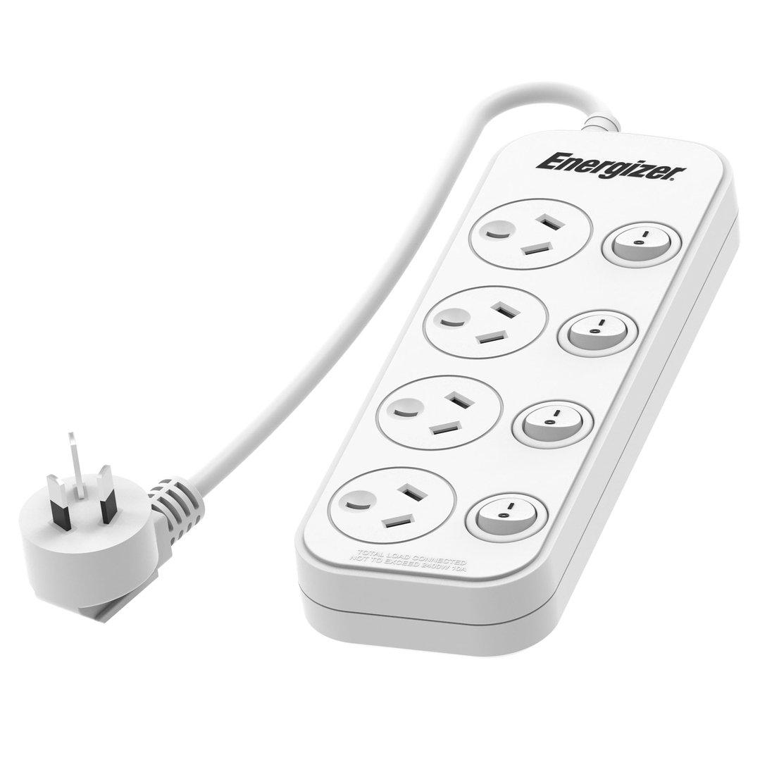 Energizer 4 Outlet Power Surge Protector with Switches, White. ET ...