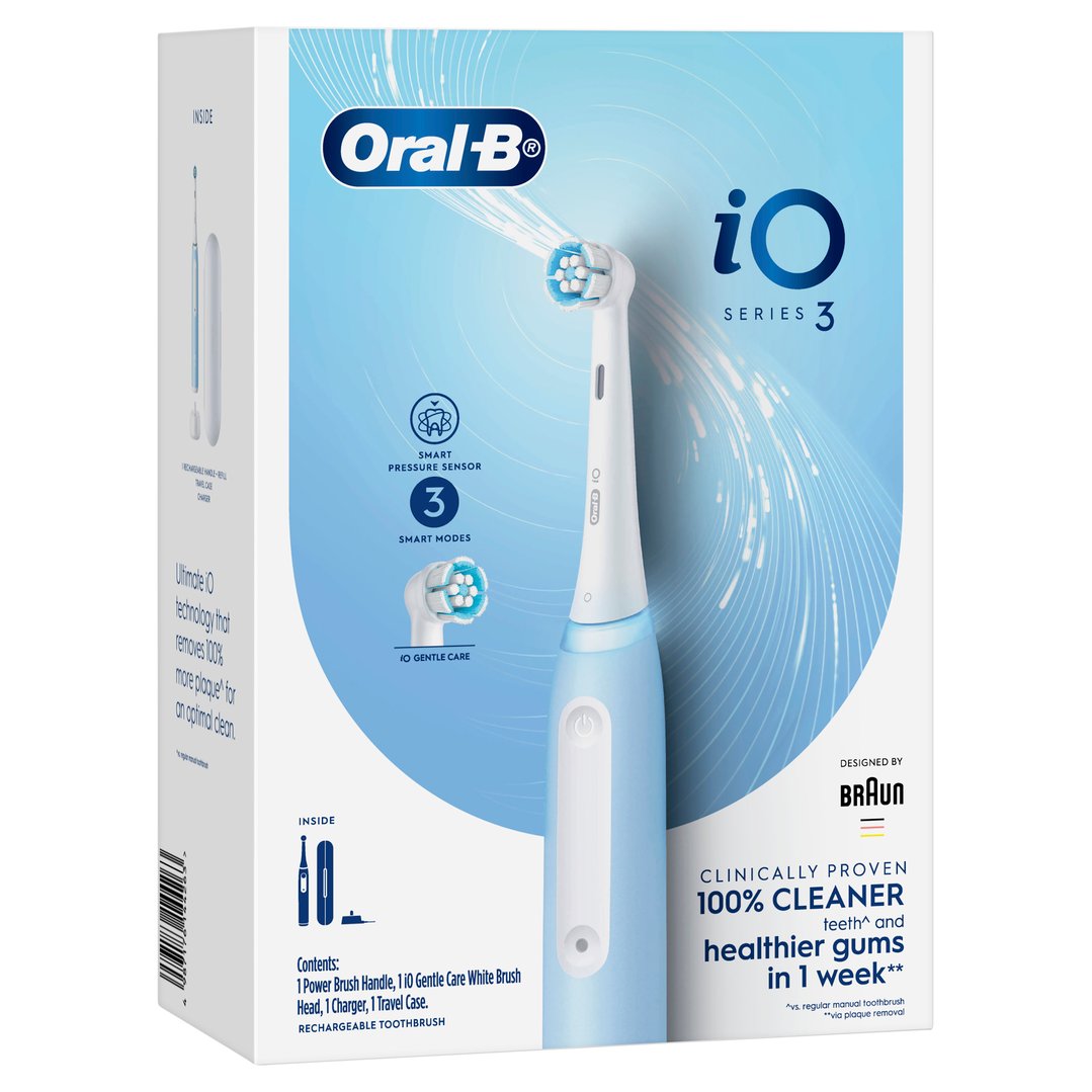 Oral-B iO Series 3 Ice Blue Electric Toothbrush. IO3ICEBLUE - Bing Lee ...