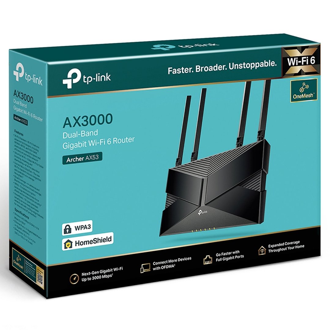 TP-Link AX3000 Dual Band Gigabit Wi-Fi 6 Router. ARCHER-AX53 - Bing Lee