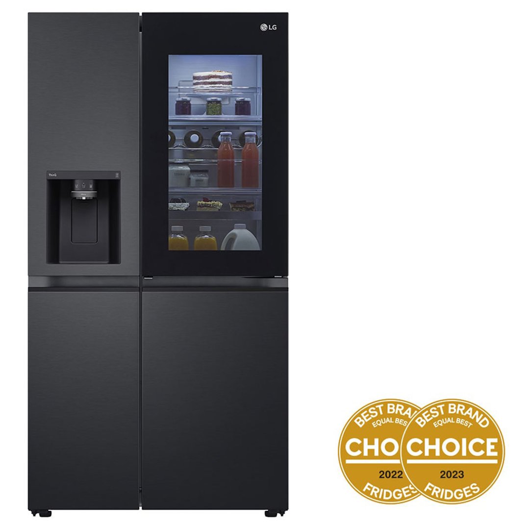 LG 635L Side by Side Fridge in Matte Black Finish GS-V600MBLC - Bing Lee