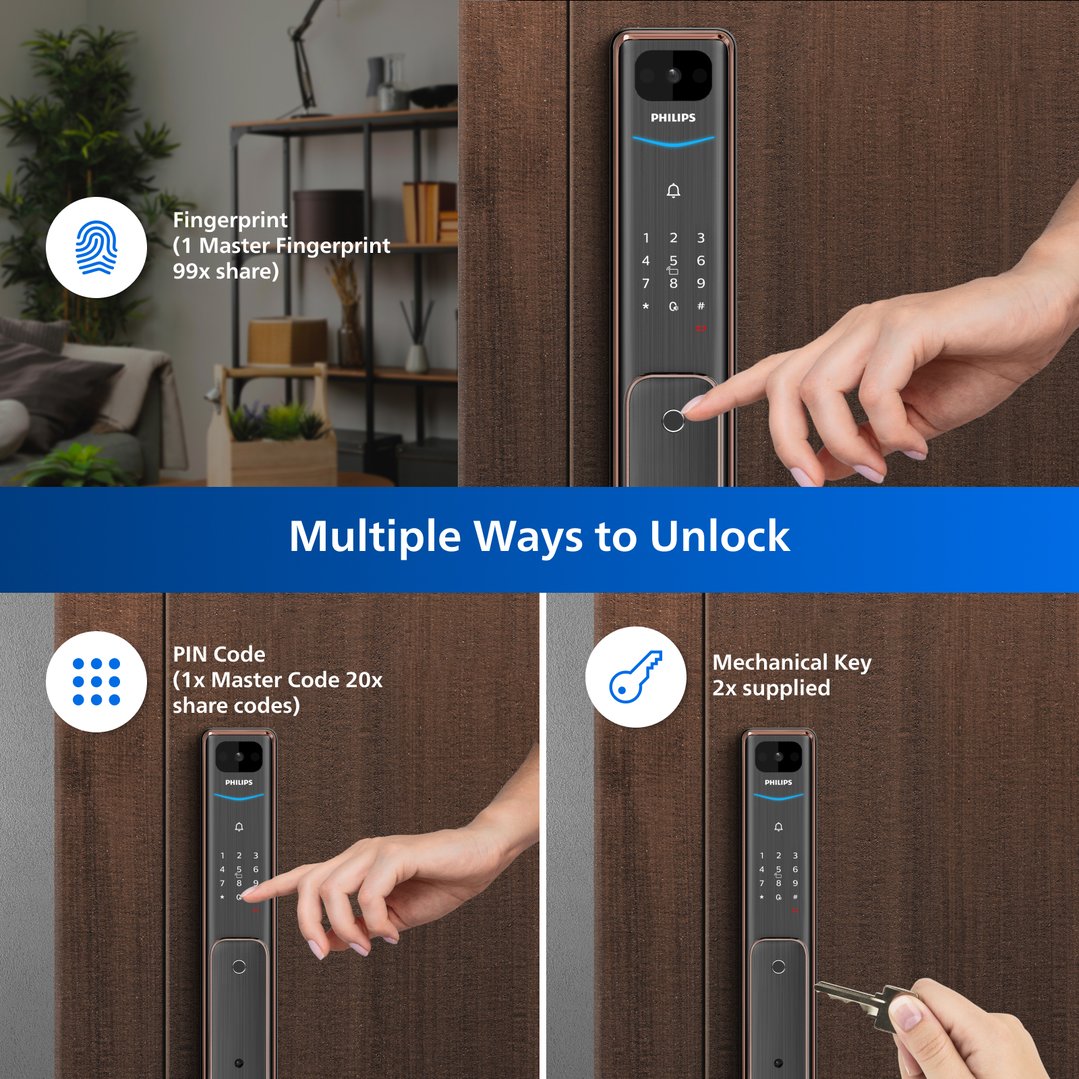 Philips Smart Wi-Fi Remote Video Intercom Mortise Door Lock - Copper ...