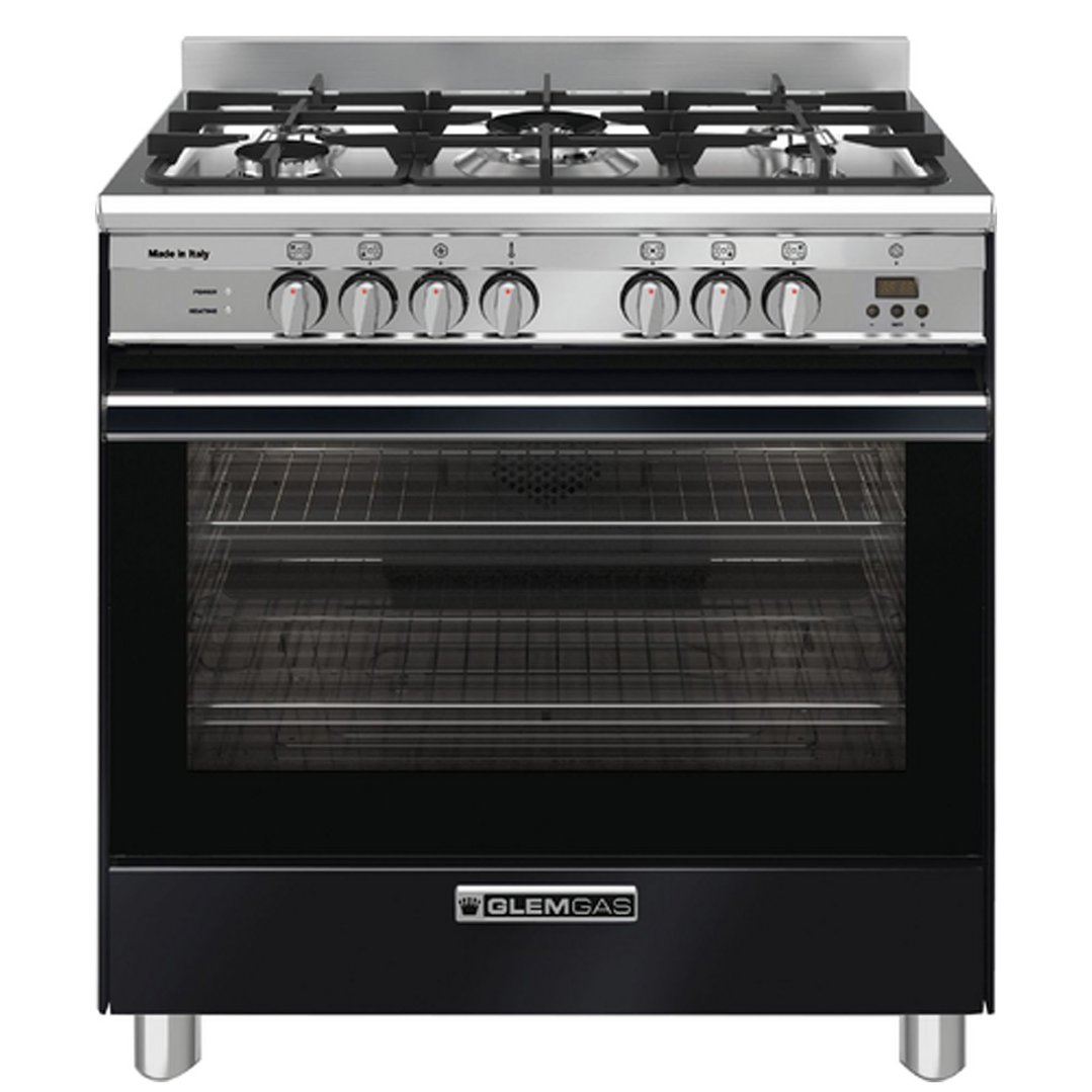 Glem Gas 80cm Matte Black Dual Fuel cooker GA865GEMB - Bing Lee - Bing Lee