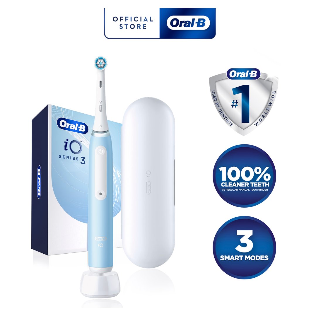 Oral-B iO Series 3 Ice Blue Electric Toothbrush. IO3ICEBLUE - Bing Lee ...