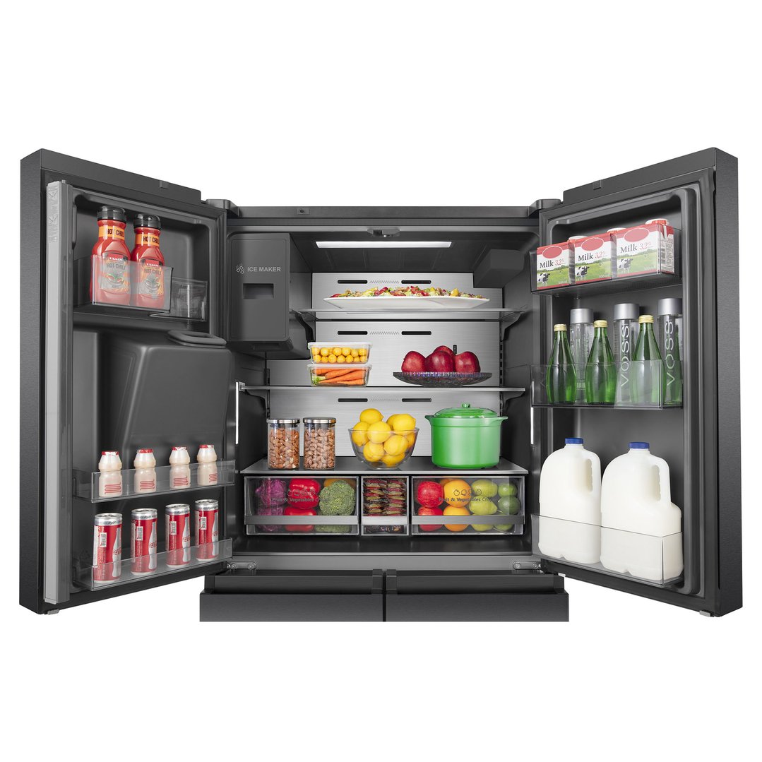 Hisense 585L PureFlat Eclipse French Door Fridge, Black Stainless Steel ...