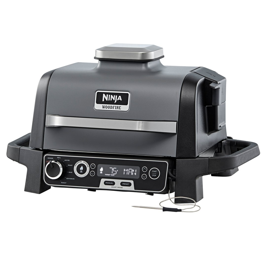 Ninja Outdoor Woodfire Electric BBQ Grill & Smoker with Smart Probe ...