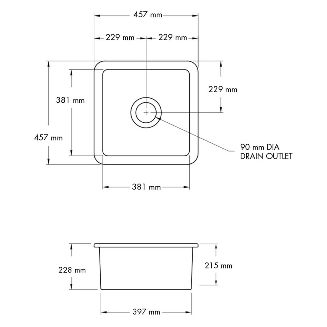 Turner Hastings Cuisine 46 x 46 Inset / Undermount Fine Fireclay Matte ...