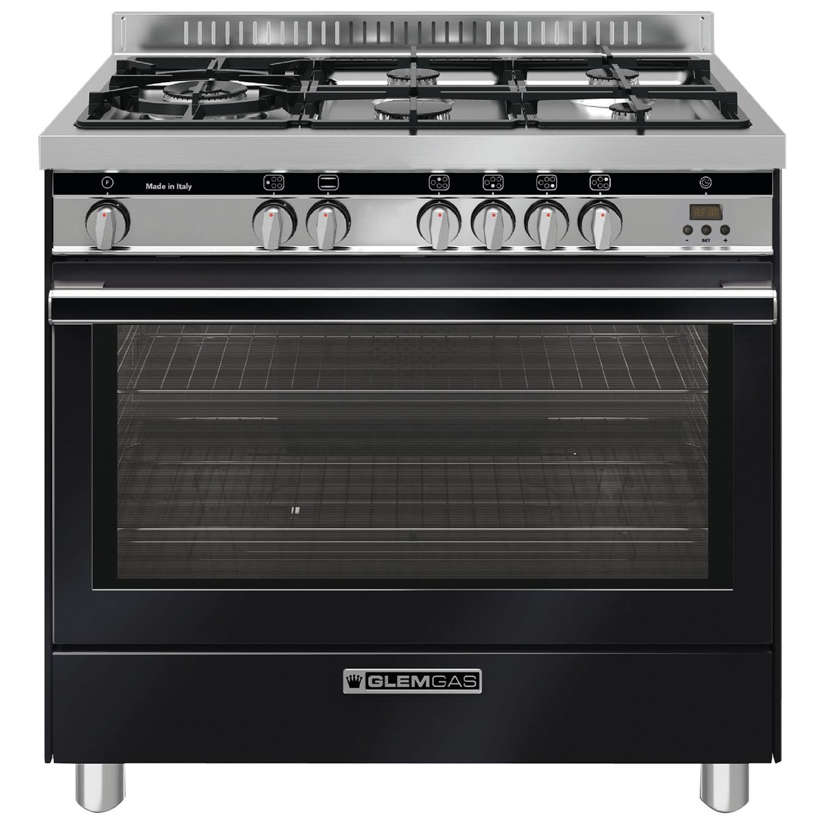 Glem Gas Premium Matt Black 90cm Gas Cooker. GS965GGMB - Bing Lee ...