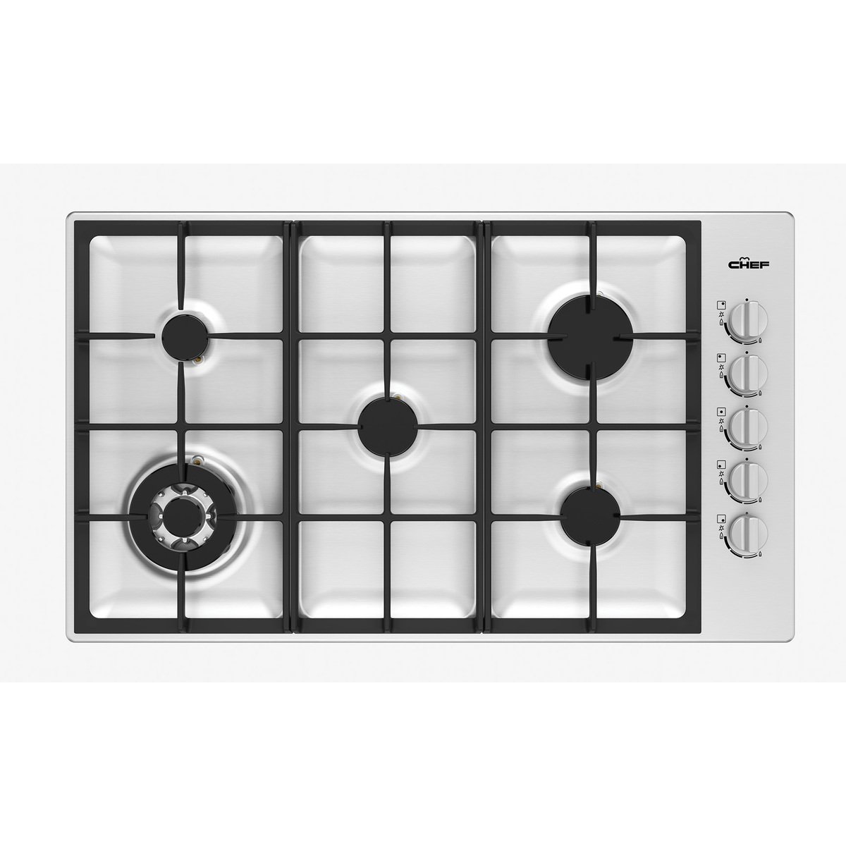 Chef 90cm 5 Burner Gas CooktopStainless Steel CHG954SC - Bing Lee