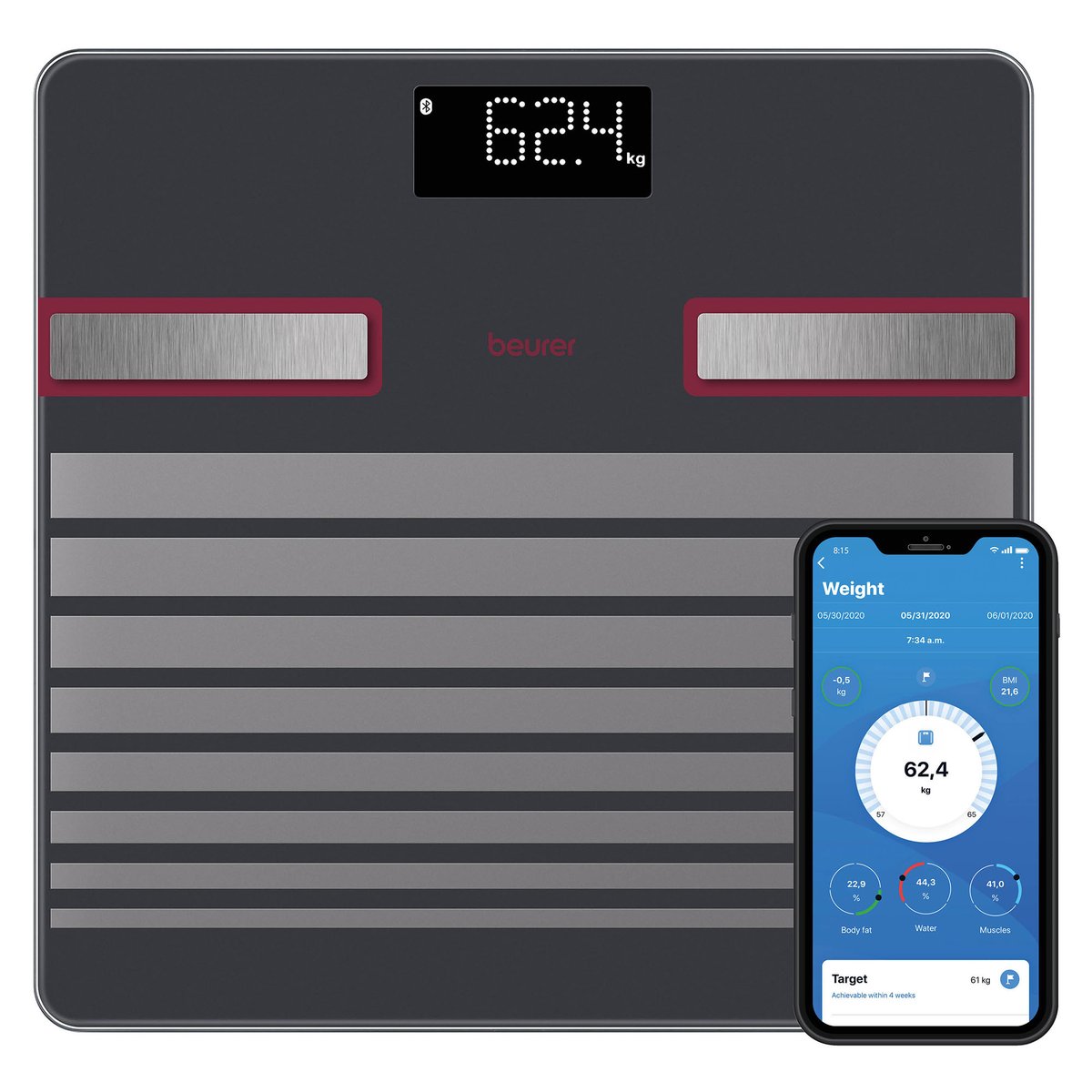 Beurer Limited Edition Bluetooth® Diagnostic Bathroom Scale BF451RC ...