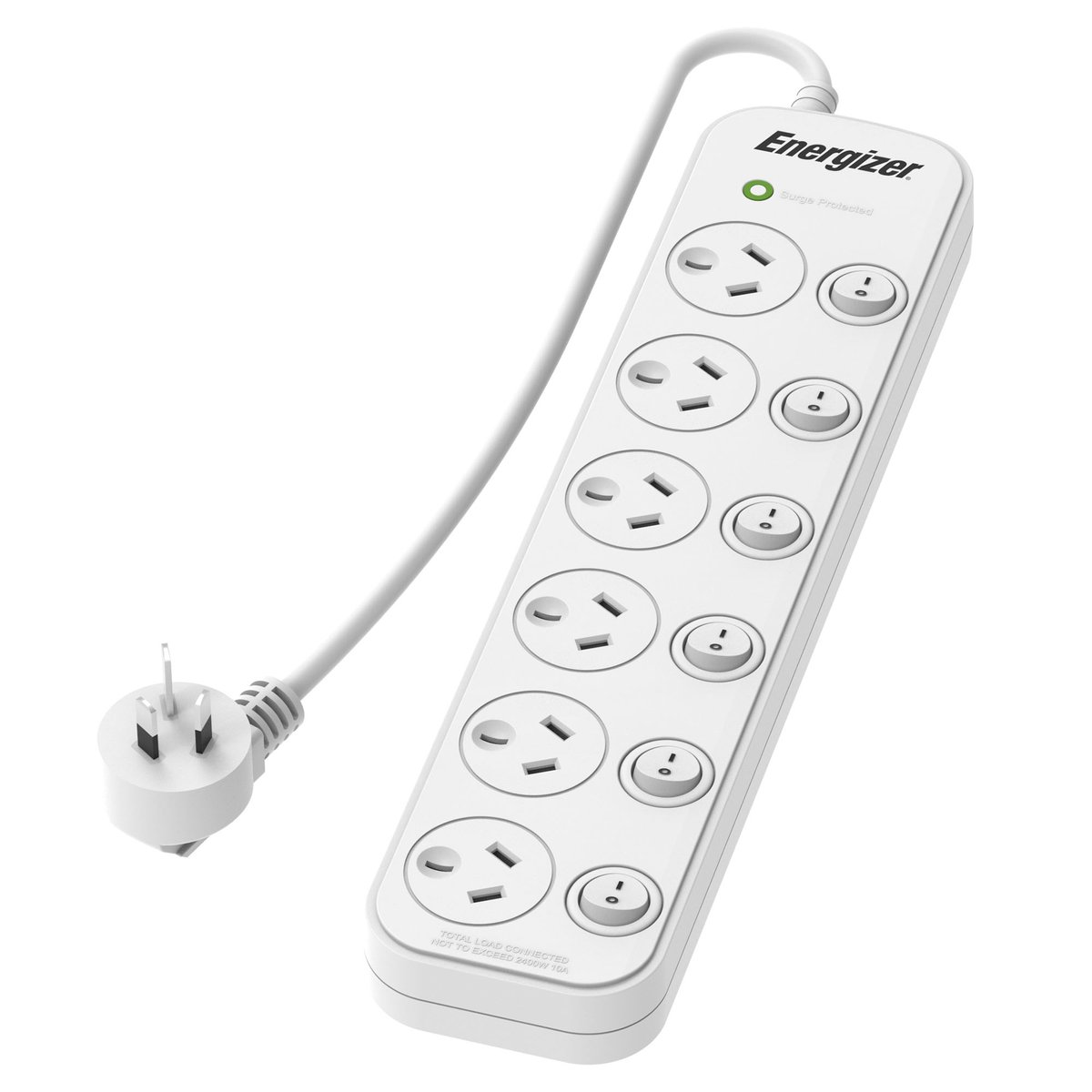 Energizer 6 Outlet Power Surge Protector with Switches, White. ET ...