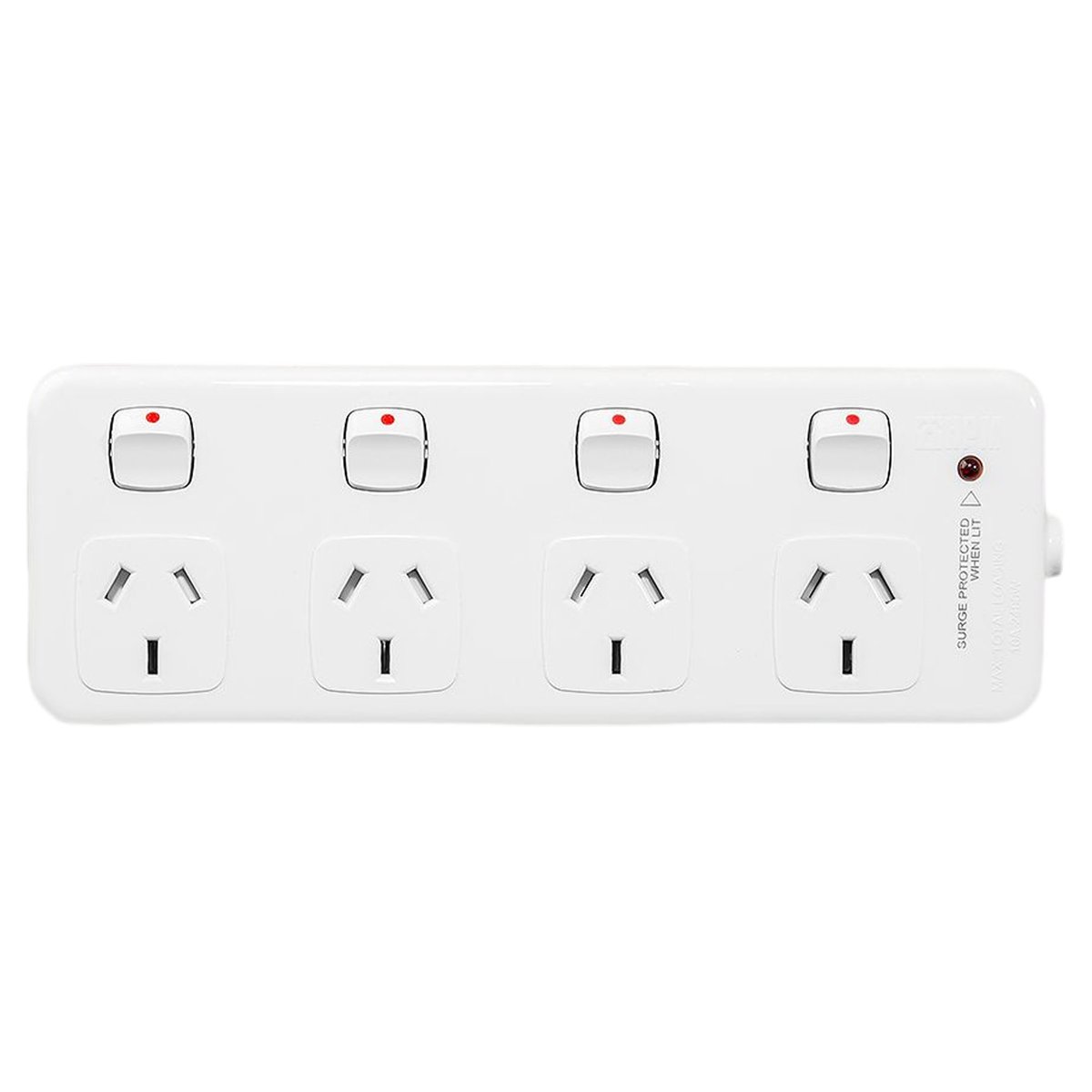 HPM 4 Outlet Surge-protected Switched Powerboard, White. D104PAWE ...