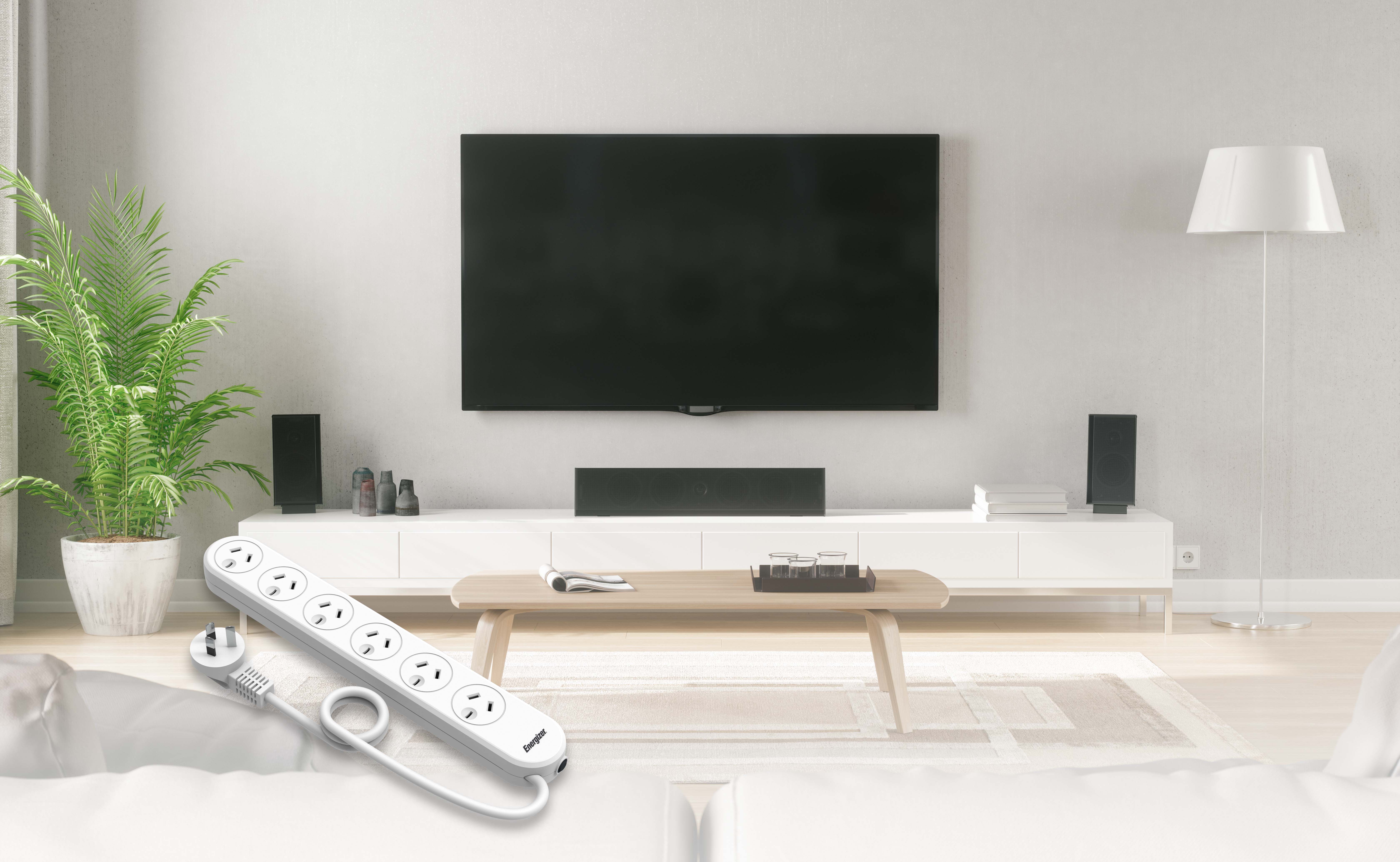 Energizer 6 Outlet Power Surge Protector, White ET-6OSPSW. - Bing Lee