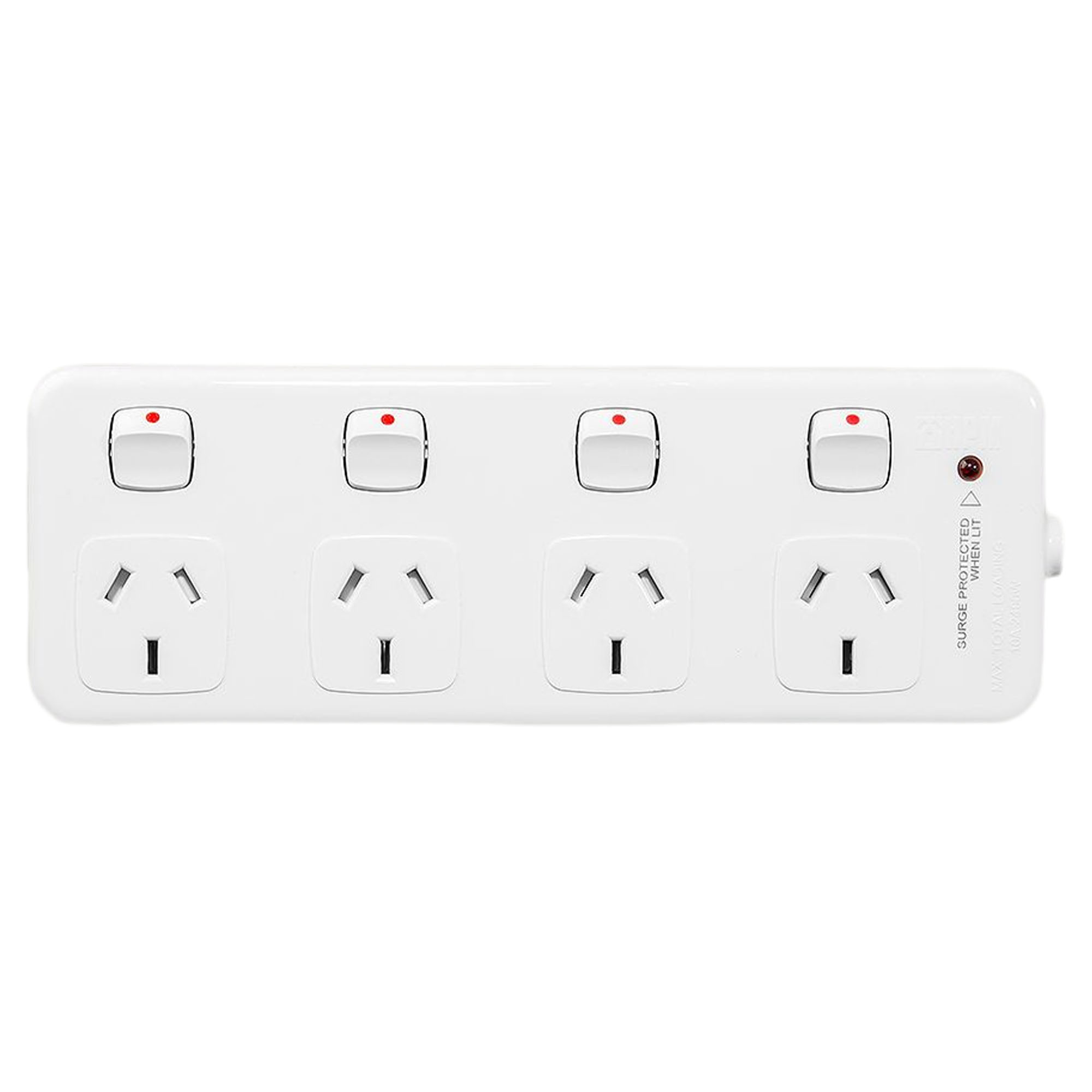 HPM 4 Outlet Surge-protected Switched Powerboard, White D104PAWE - Buy ...